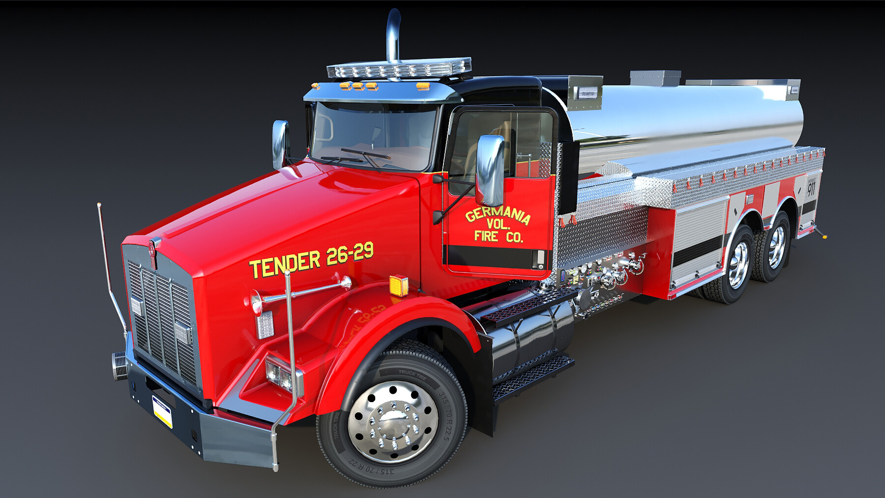 ArtStation - Kenworth T800 Fire tanker truck | Game Assets
