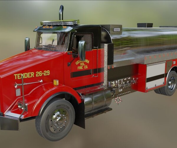 ArtStation - Kenworth T800 Fire tanker truck | Game Assets