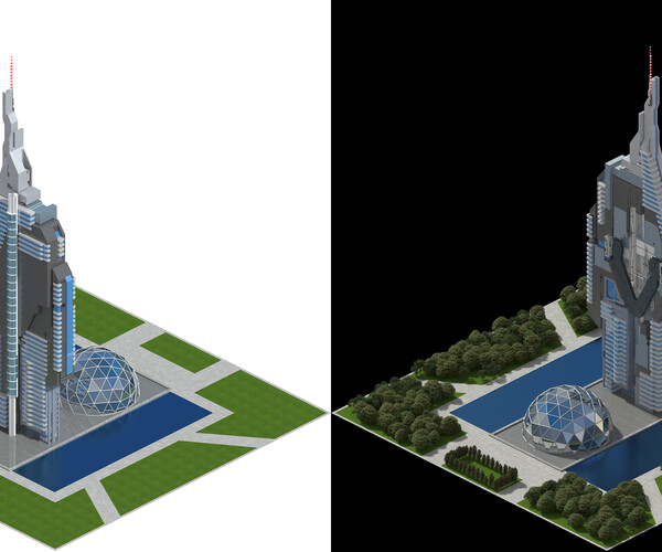 ArtStation - Architecture (Tile#0043, 2x2) – Dimetric Projection ...