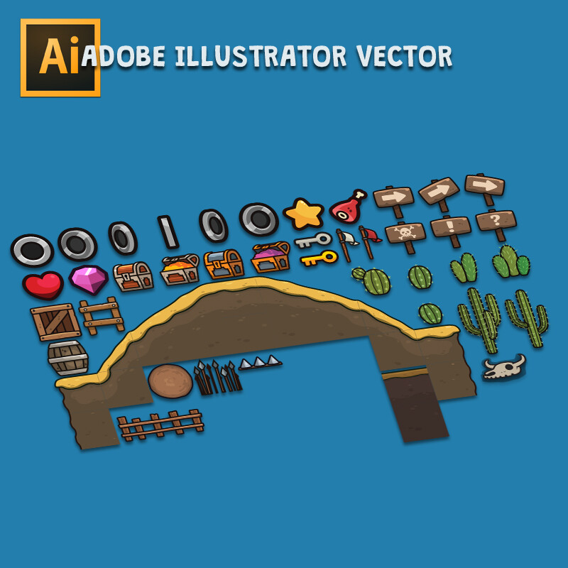 ArtStation - Western Desert 2D Platformer | Game Assets