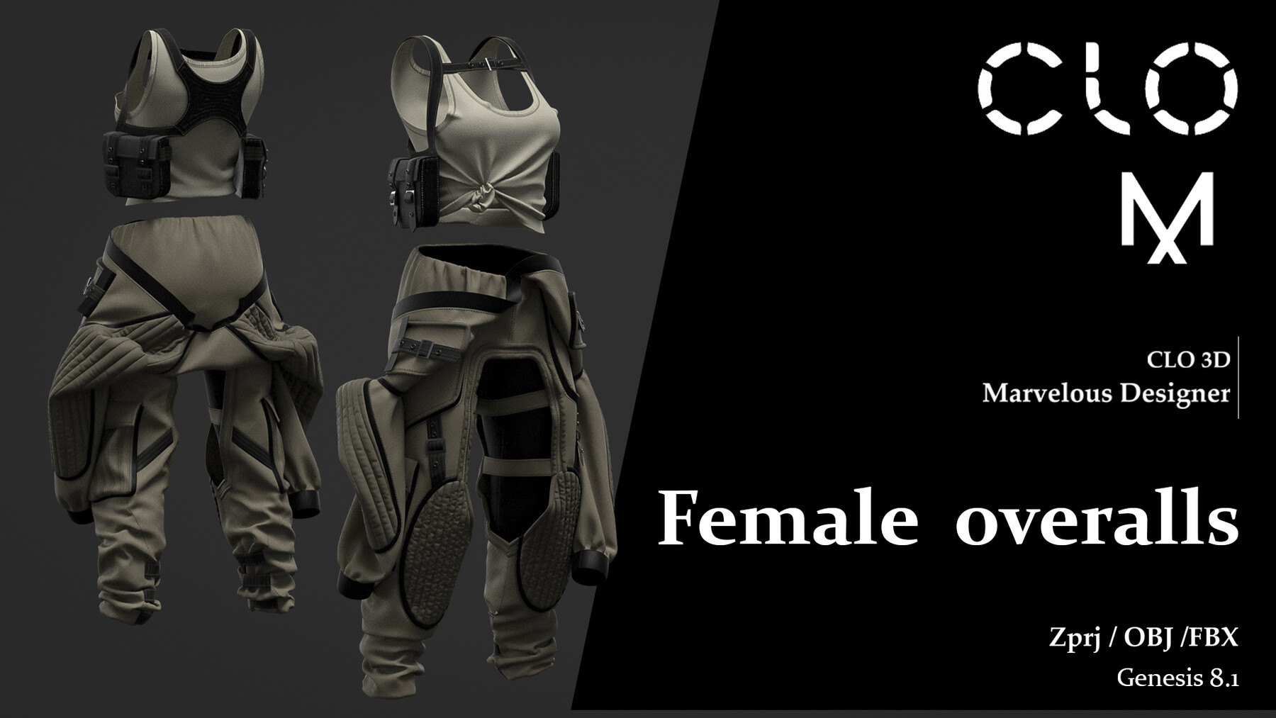 ArtStation - Female overalls / Marvelous Designer/Clo3D project file ...