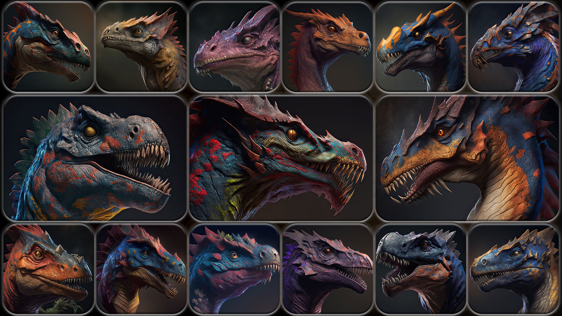 ArtStation - 100 Dinosaur Head Sculpt Reference Pack | 4K | v.14 | Artworks
