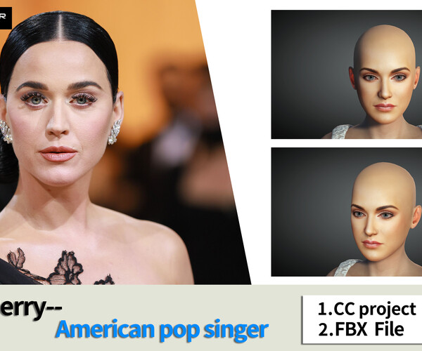 ArtStation - Katy Perry/American pop singer with blendshape and full cc3 body skeleton | Game Assets