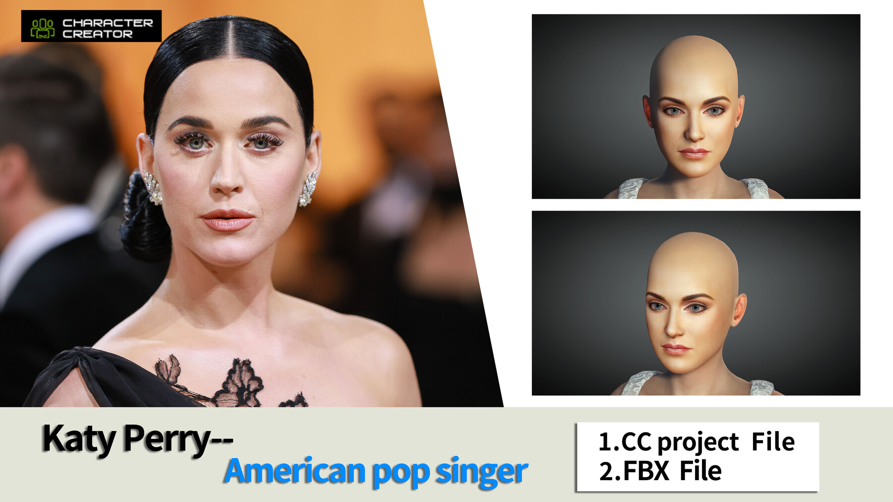 ArtStation - Katy Perry/American pop singer with blendshape and full cc3 body skeleton | Game Assets