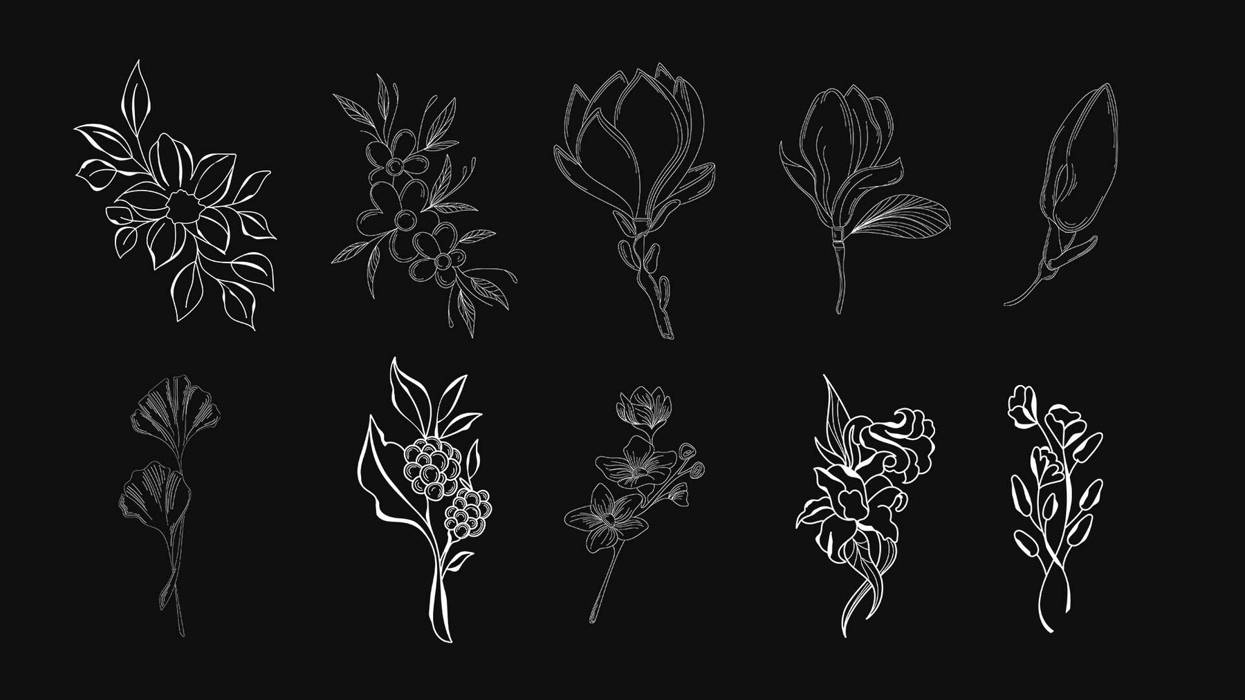 ArtStation - 140 Floral Alphas and Stickers | Brushes