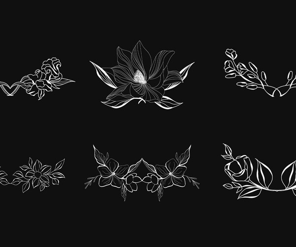 ArtStation - 140 Floral Alphas and Stickers | Brushes