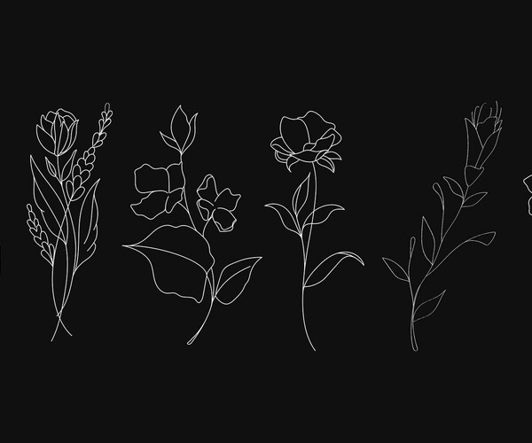 ArtStation - 140 Floral Alphas and Stickers | Brushes
