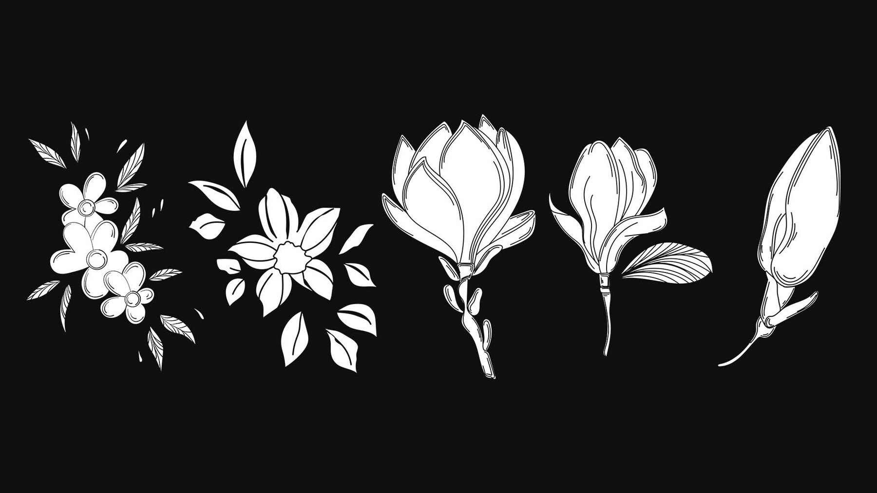 ArtStation - 140 Floral Alphas and Stickers | Brushes