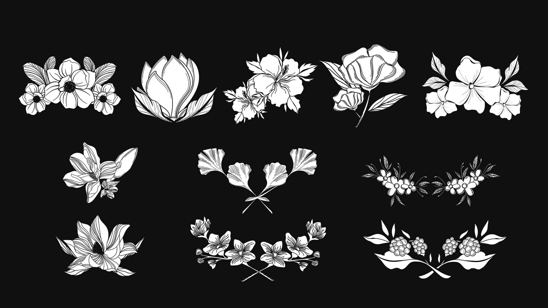ArtStation - 140 Floral Alphas and Stickers | Brushes