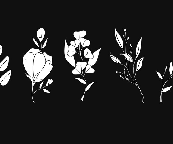 ArtStation - 140 Floral Alphas and Stickers | Brushes