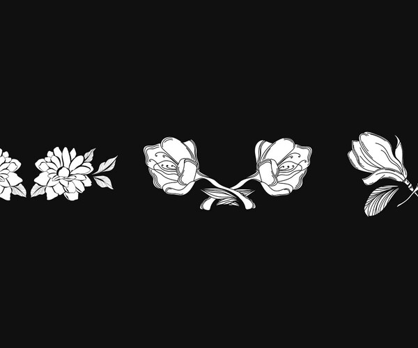 ArtStation - 140 Floral Alphas and Stickers | Brushes