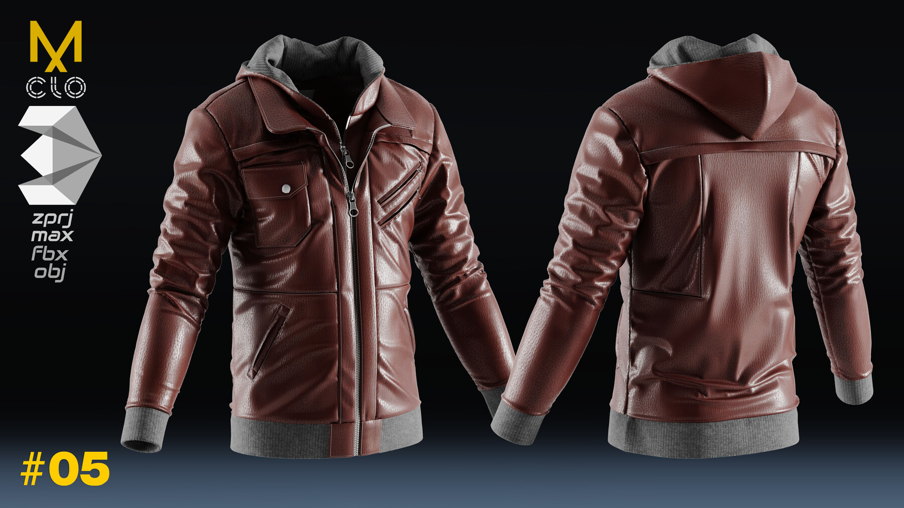 ArtStation - 5 Male Motorcycle Jackets-Marvelous-CLO-3DsMax project ...