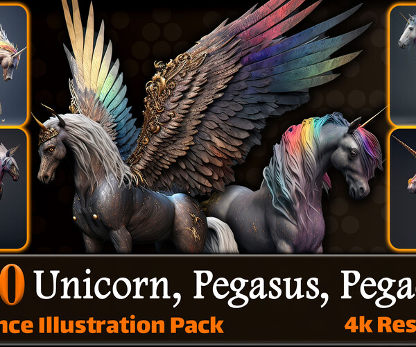 ArtStation - 300 Unicorn, Pegasus, and Pegacorn Reference Pack | 4K | v.1 | Artworks