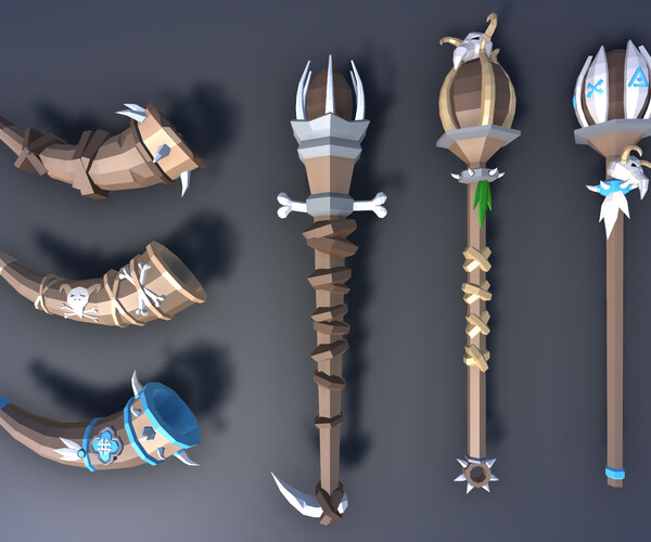 ArtStation - 900 Low Poly Fantasy RPG Weapons - Ultimate 3D Pack | Game ...