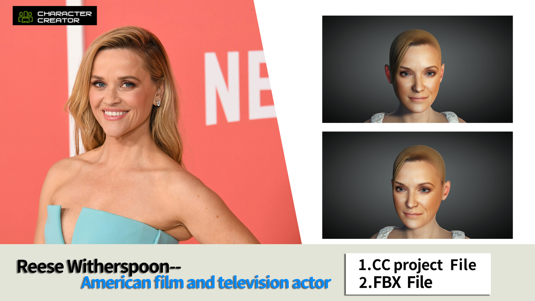 ArtStation - Reese Witherspoon/American film and television actor with blendshape and full cc3 ...