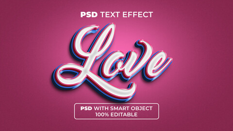 ArtStation - 3D Love PSD fully editable text effect. Layer style PSD ...