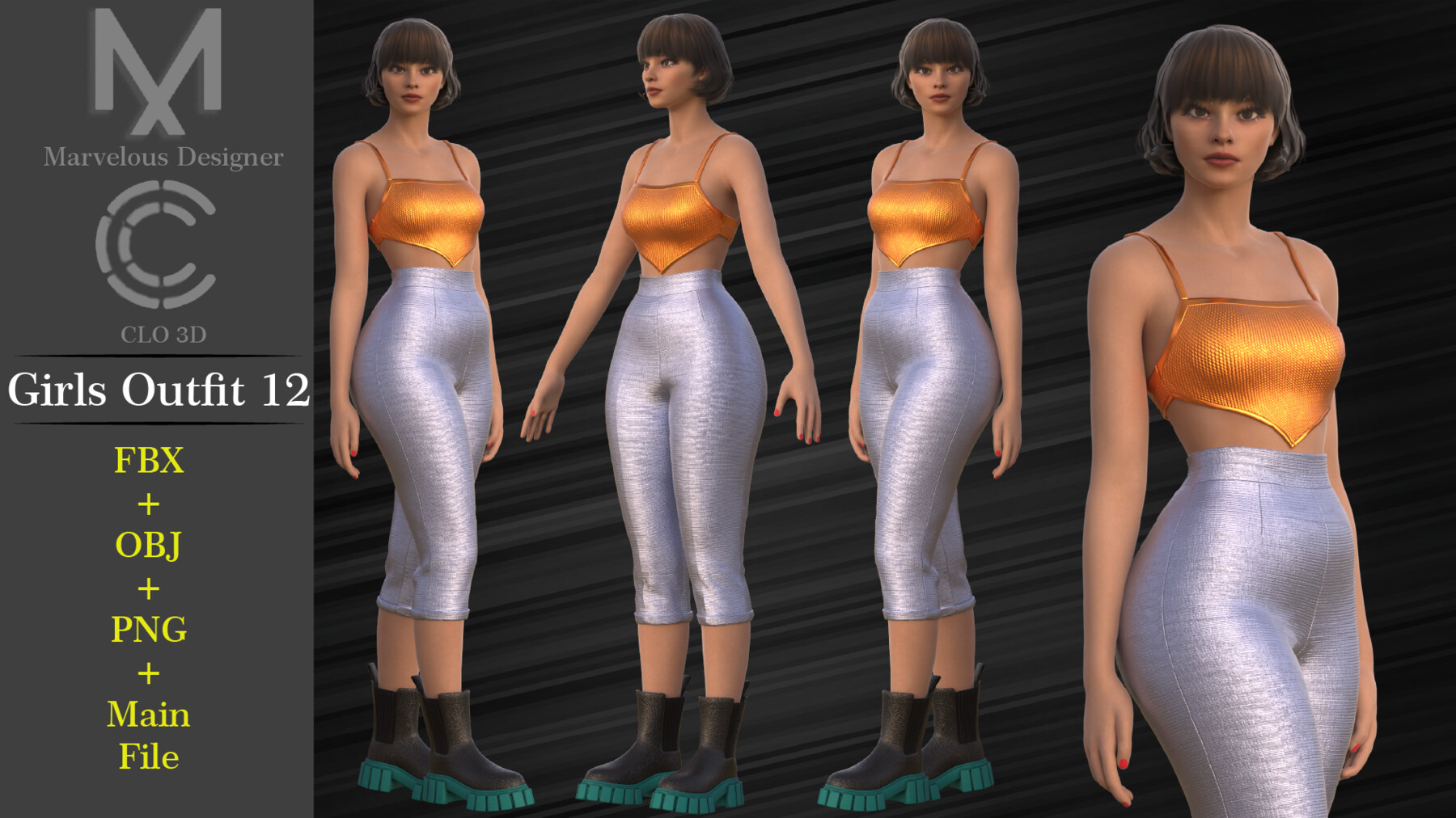 ArtStation - Girls Outfit 12 / Marvelous Designer / CLO3D Project File ...