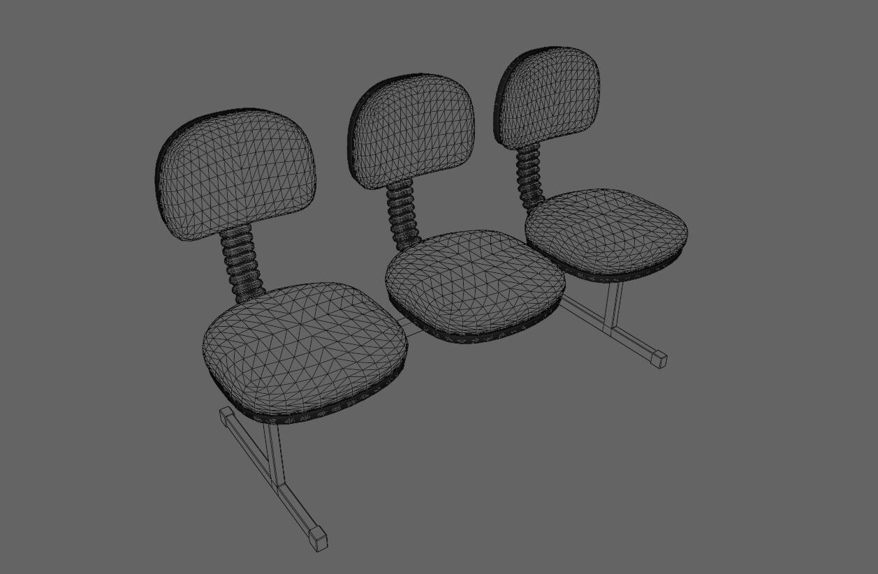 ArtStation - Triple Office Chair - Waiting Room - Cadeira tripla 3D ...
