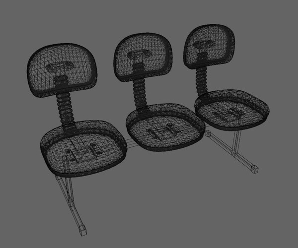ArtStation - Triple Office Chair - Waiting Room - Cadeira tripla 3D ...