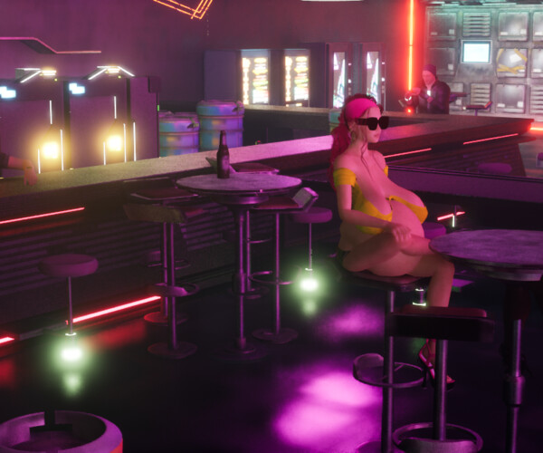 ArtStation - Night Out With My Expecting Wife Nene At A Bar In Nightlark City | Artworks