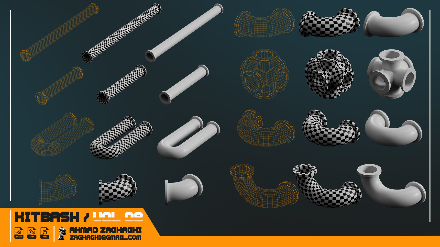 ArtStation - 80 Modular Pipes - KITBASH - VOL 08 | Resources