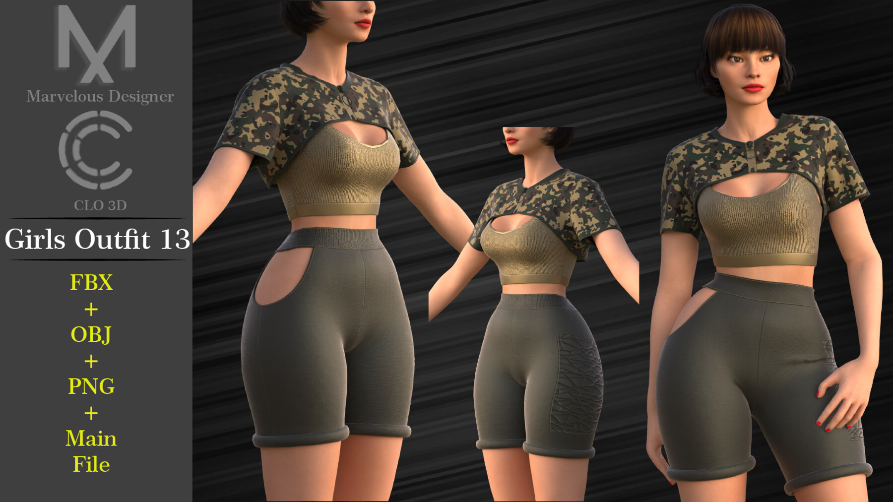 ArtStation - Girls Outfit 13 / Marvelous Designer / CLO3D Project File ...