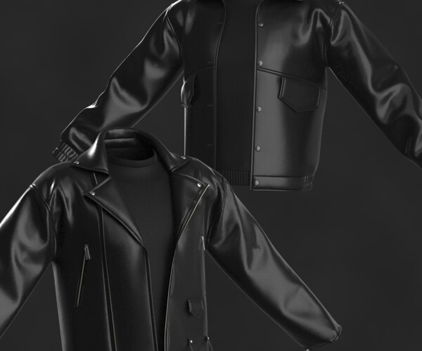 ArtStation - Leather Jackets Male (A-pose) OBJ mtl FBX ZPRJ | Game Assets