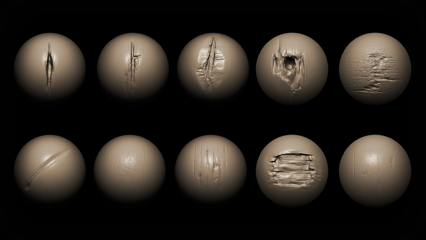 ArtStation - Zbrush + Blender - 40 Impact Damages Brush + Alphas | Brushes