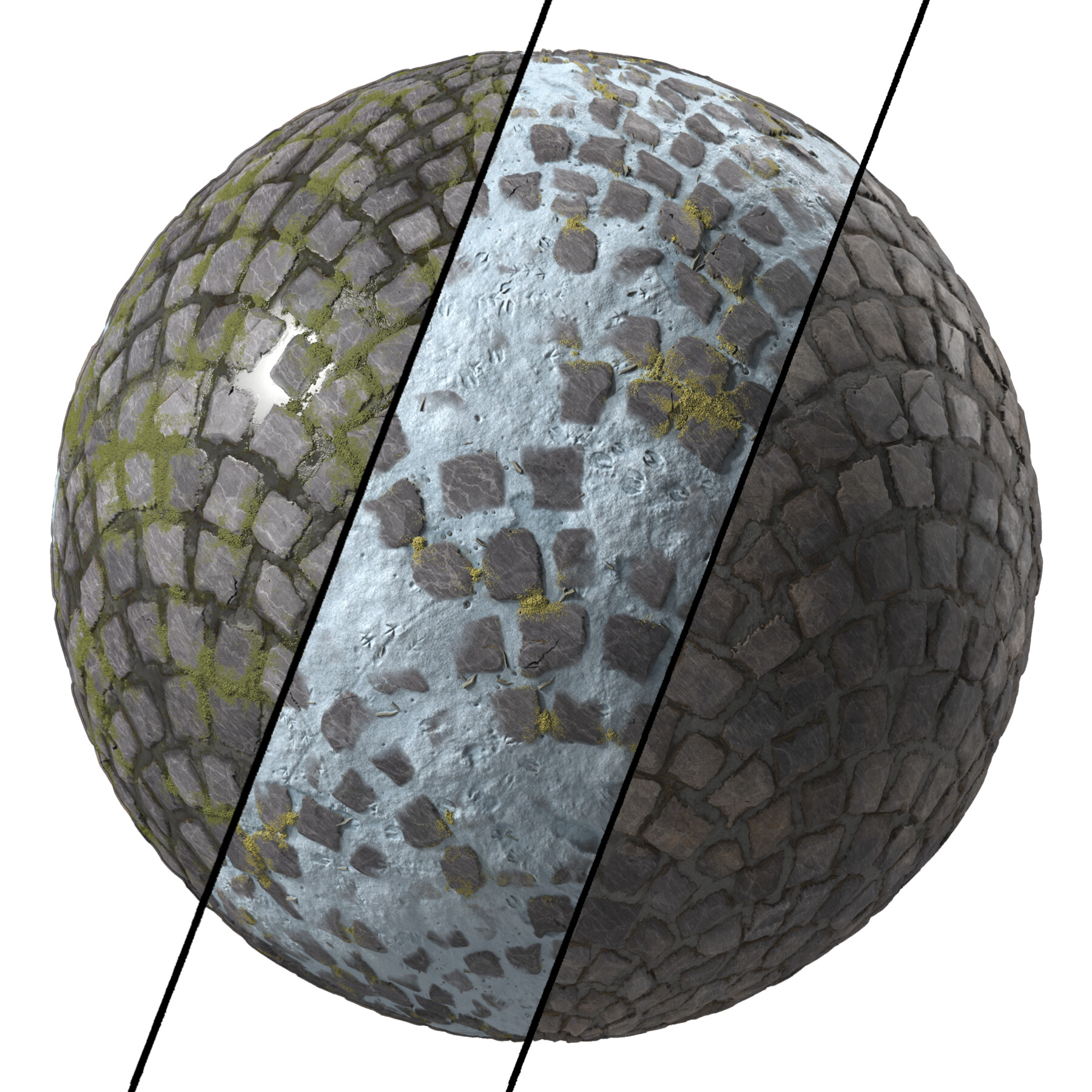 ArtStation - Pavement Materials 19- Stylized Pavement by Moss and Snow ...