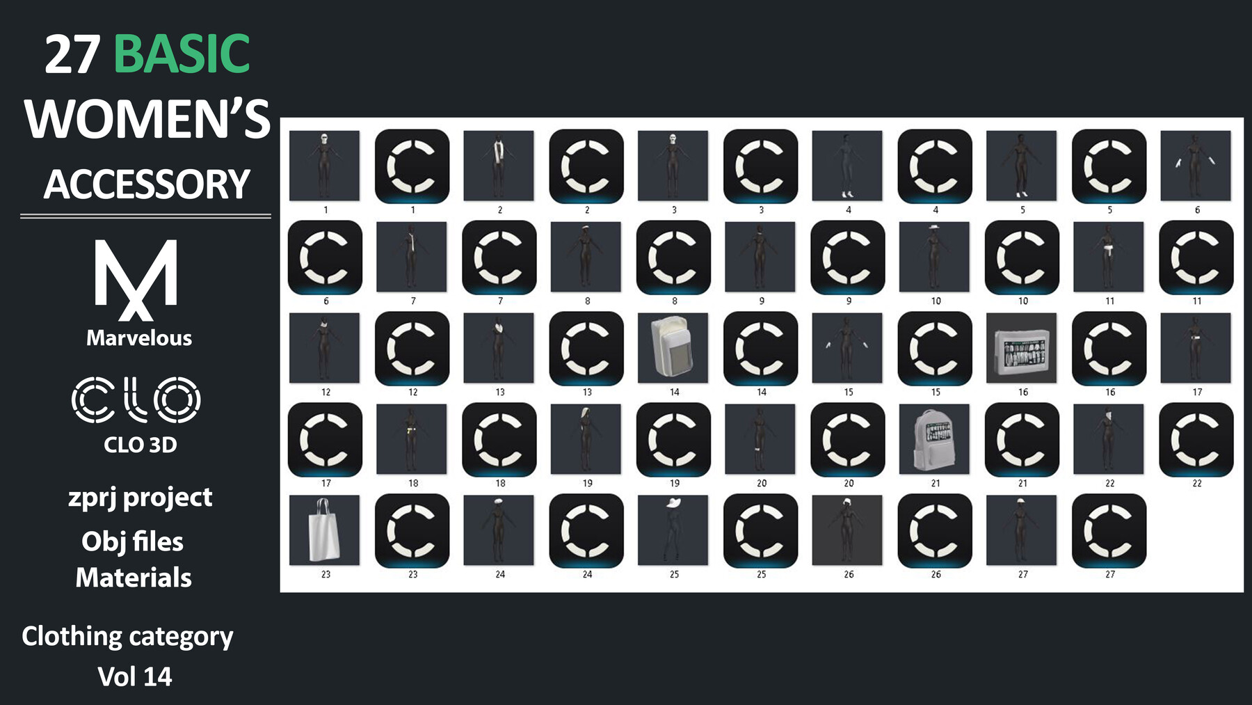 ArtStation - 27 BASIC WOMEN'S ACCESSORIES PACK: Realistic and High ...