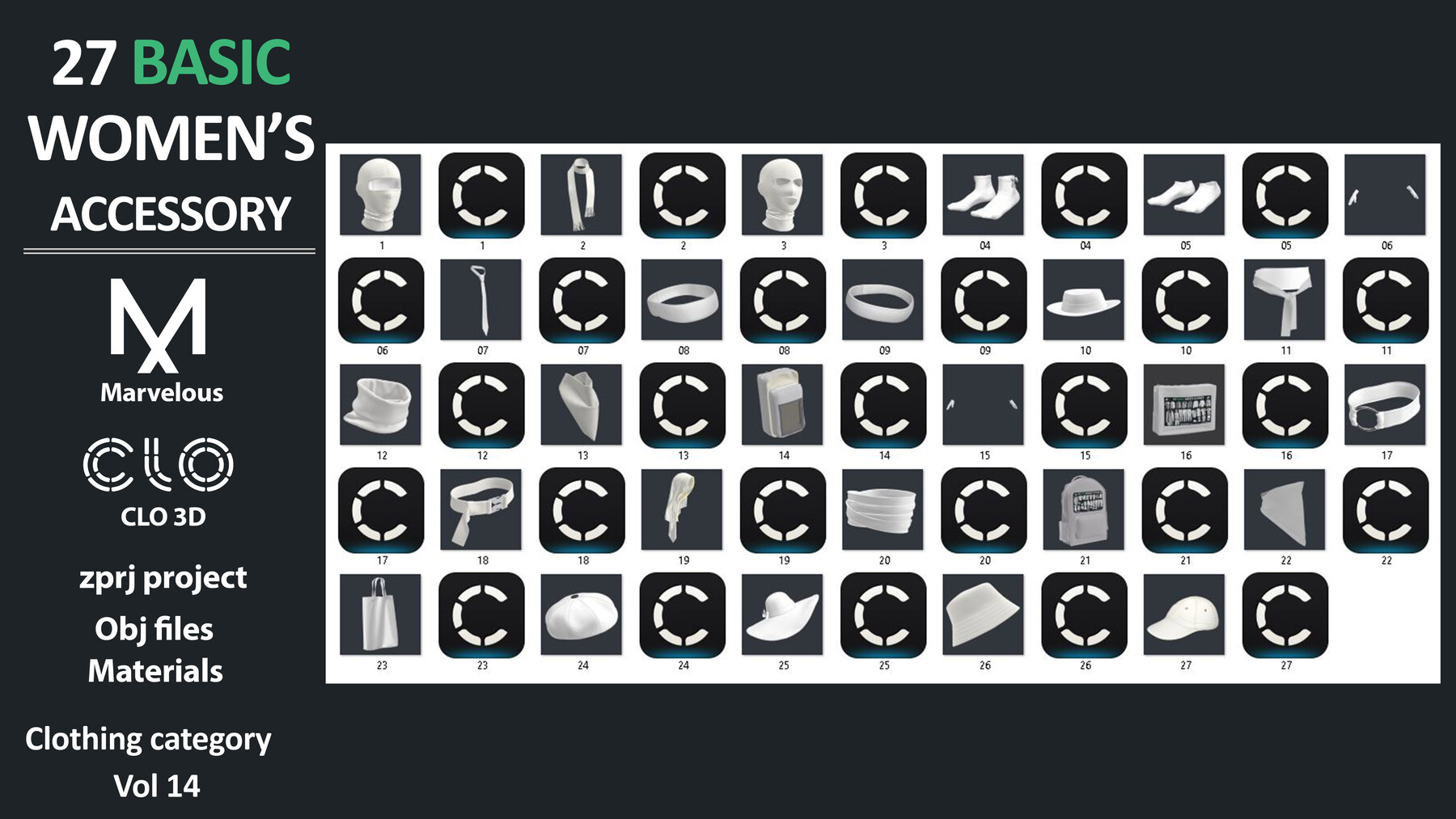 ArtStation - 27 BASIC WOMEN'S ACCESSORIES PACK: Realistic and High ...