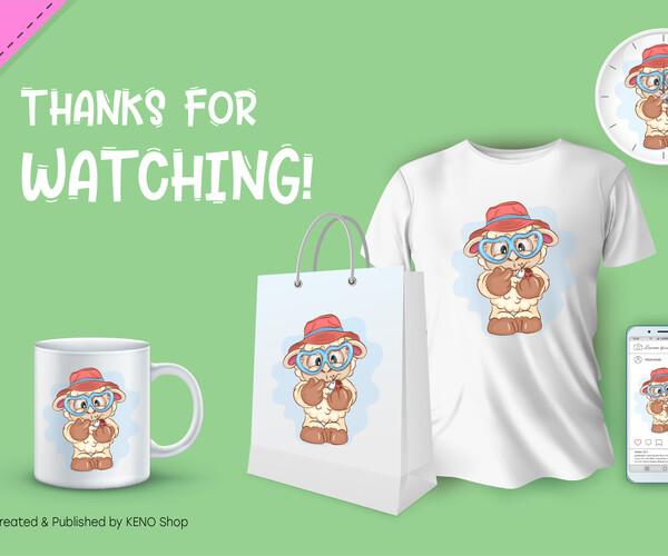 ArtStation - Cartoon Sheep and Ladybug. Clipart. | Artworks