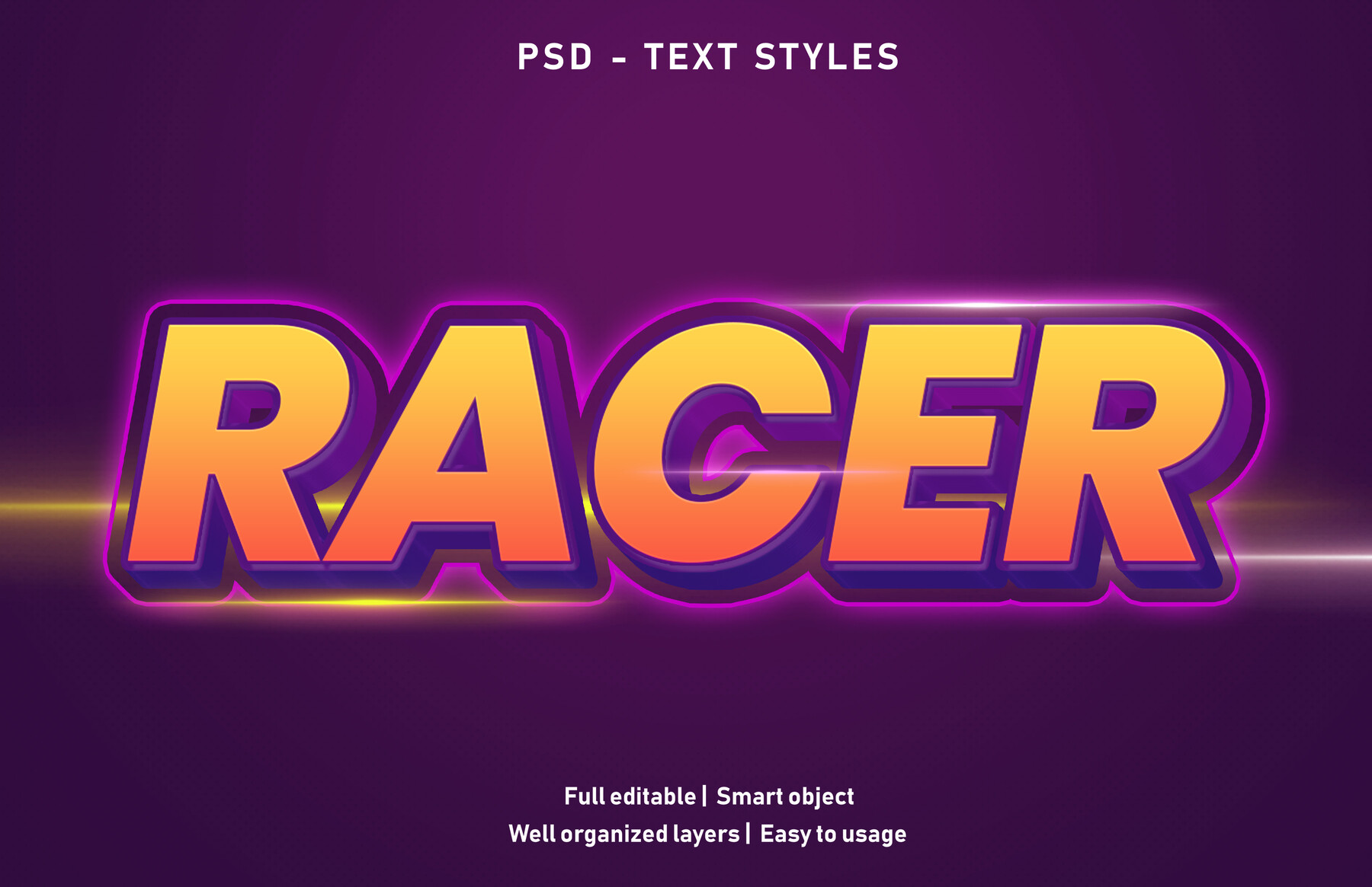 ArtStation - 3D Racer. PSD fully editable text effect. Layer style PSD ...