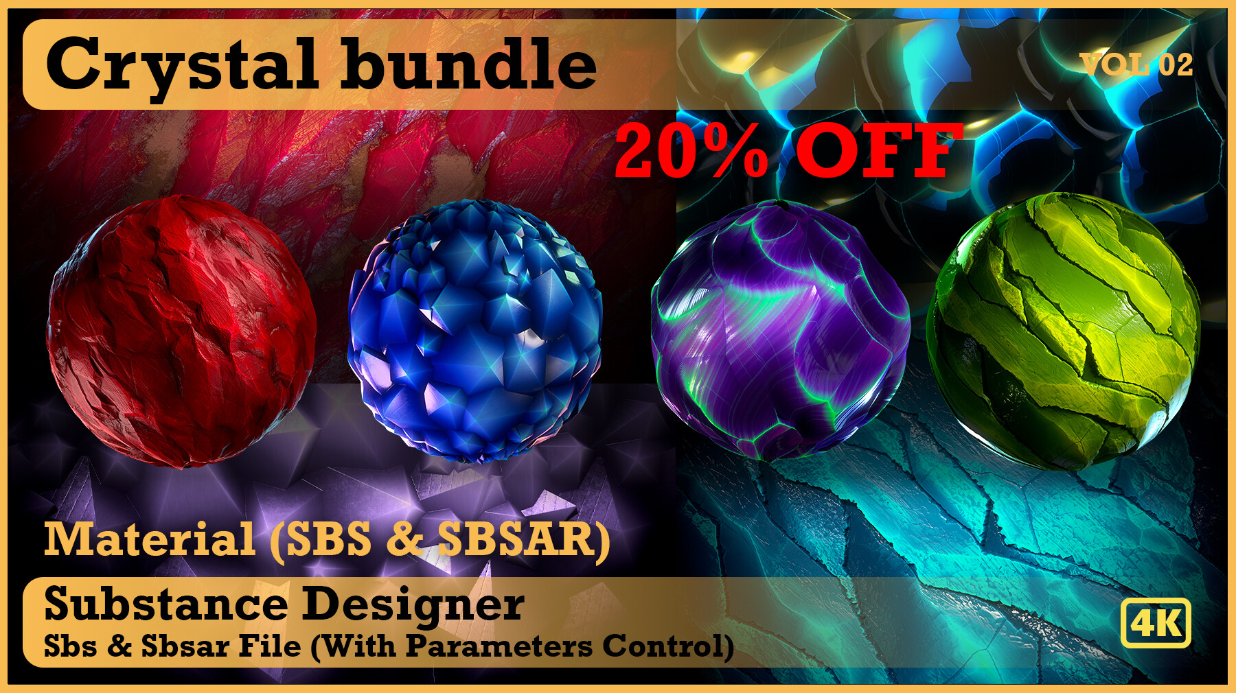 ArtStation - Crystal bundle VOL 02- SBS & SBsar | Game Assets
