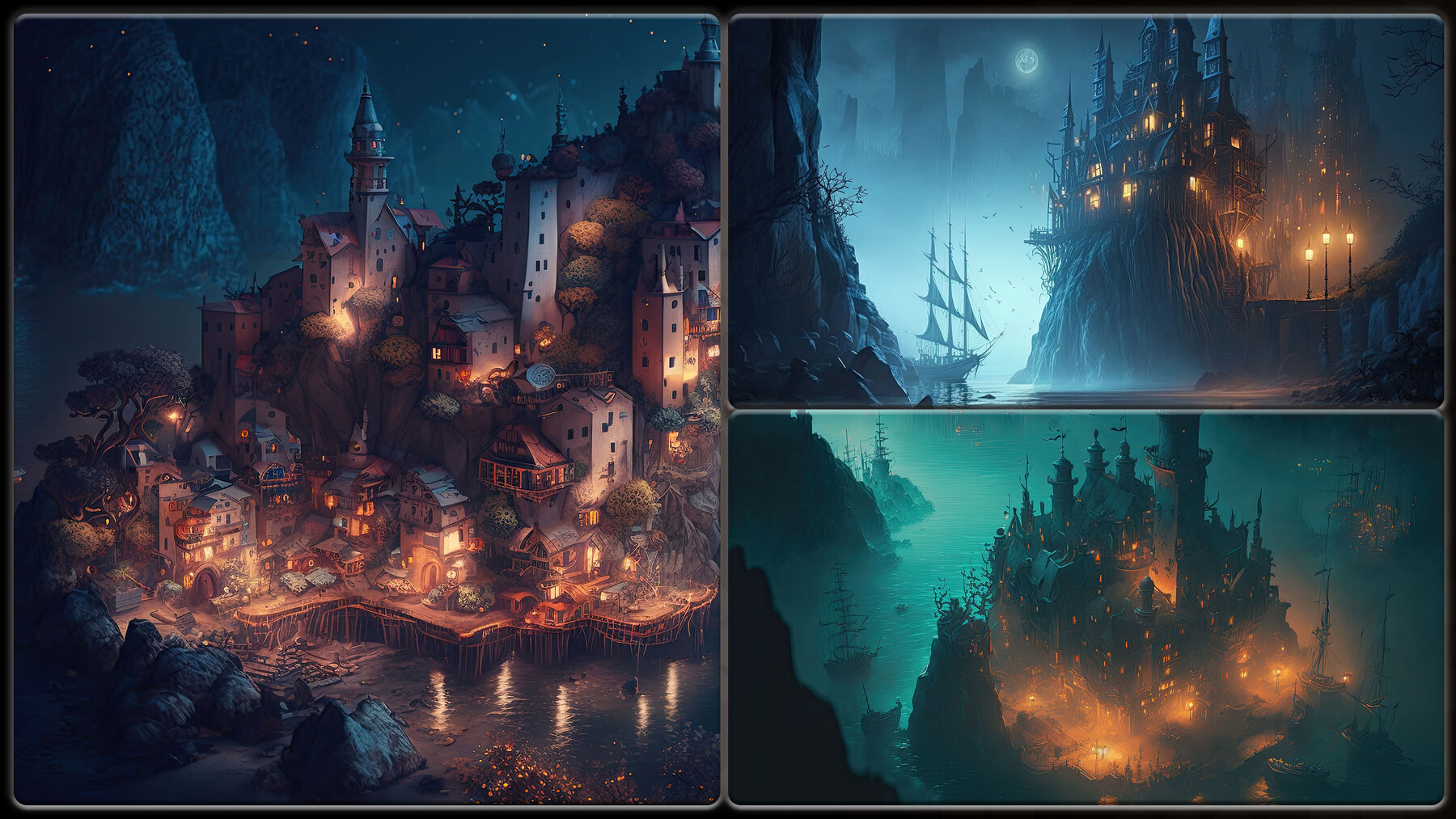 ArtStation - 100 Fantasy Environments - City Night Reference Pack | 8K ...