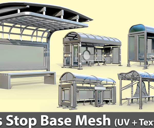 ArtStation - 12 Bus Stop Base Mesh with UVs and Textures Vol 1 | Game ...