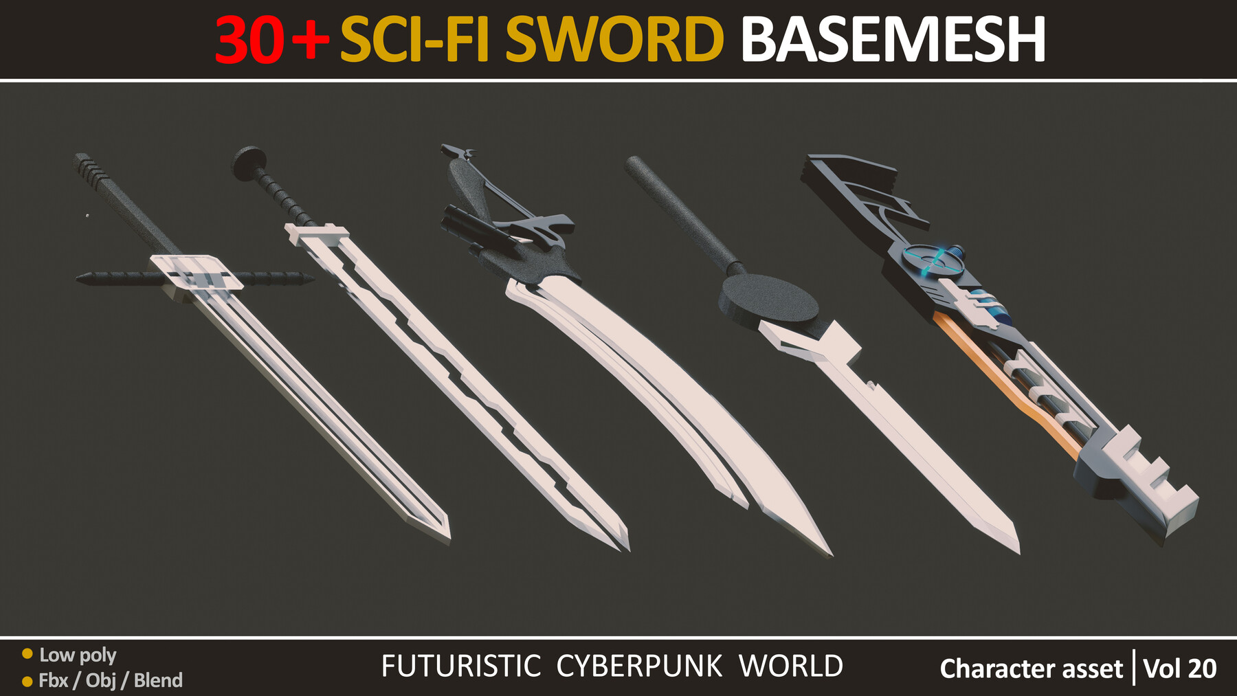 ArtStation - 30+ SCI FI ATTACK (SCI FI CYBERPUNK SWORD BASEMESHES) VOL 20 | Game Assets