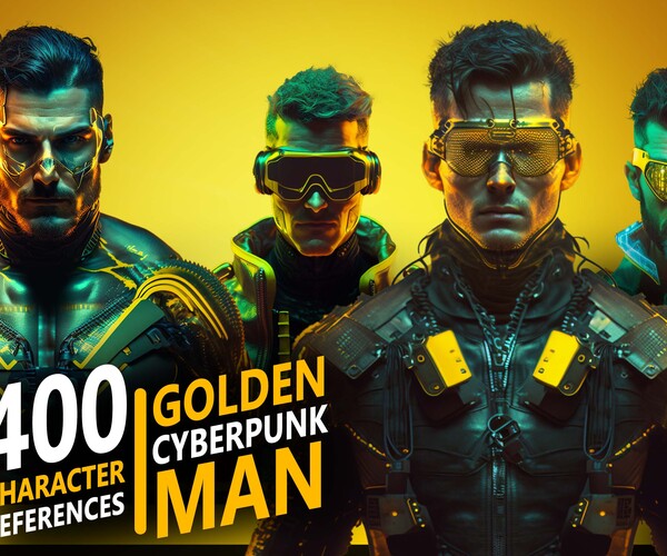 ArtStation - 400 Golden Cyberpunk Man - Character References | Artworks
