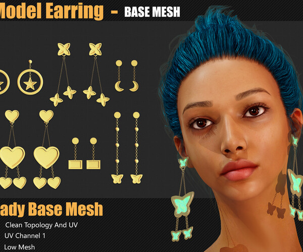 ArtStation - 40 3D Earring Models In Maya For Game And Animation | Game ...