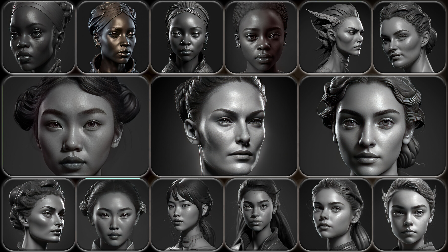 ArtStation - 300 Female Head Sculpt - Four Races Reference Pack | 4K ...