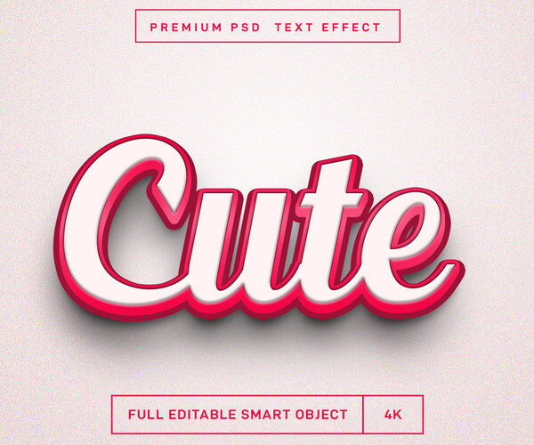 ArtStation - 3D Cute. PSD fully editable text effect. Layer style PSD ...