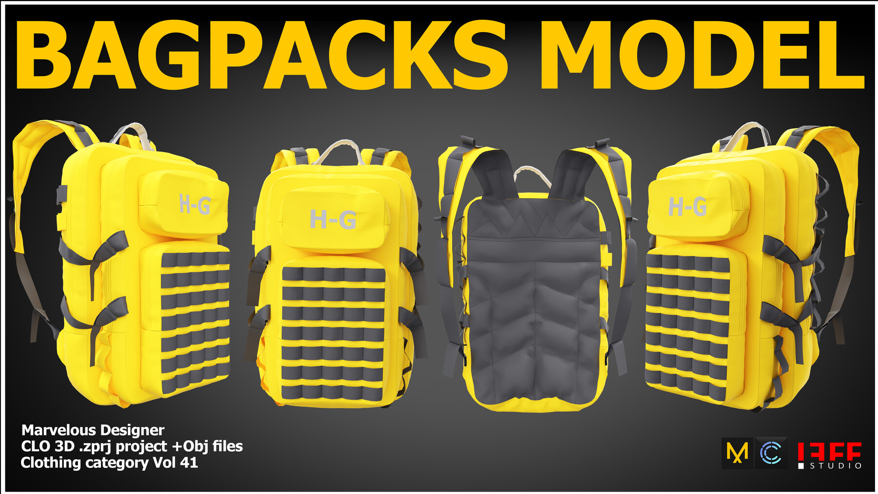 ArtStation - BACKPACK MODELS Vol 40 Marvelous designer/ Clo3d AND OBJ ...