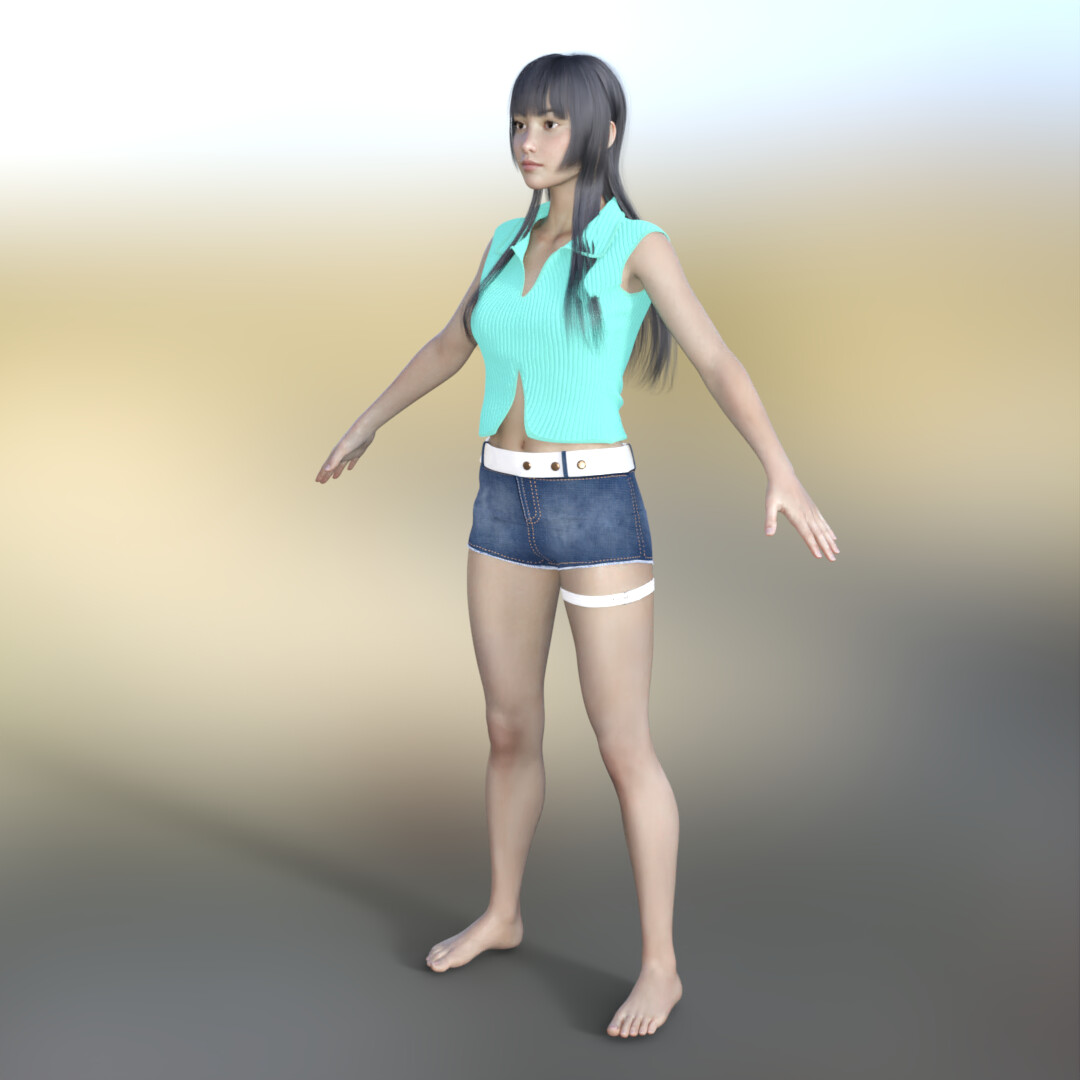 ArtStation - Shantay- Long hair tall girl//blendshape facial capture ...