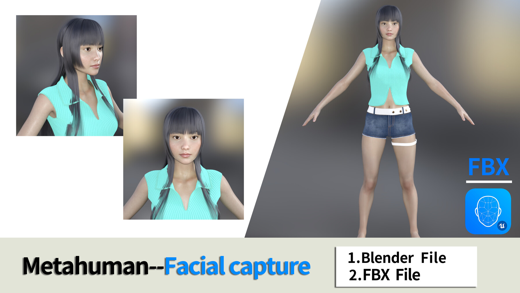 ArtStation - Shantay- Long hair tall girl//blendshape facial capture/Unreal Engine 4 | Game Assets