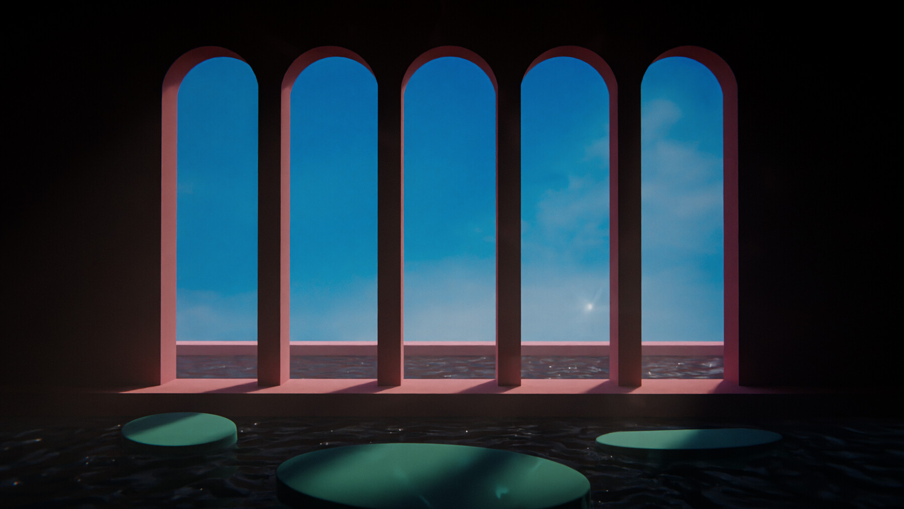 ArtStation - Simple colorful temple water pool scene Low-poly 3D model ...