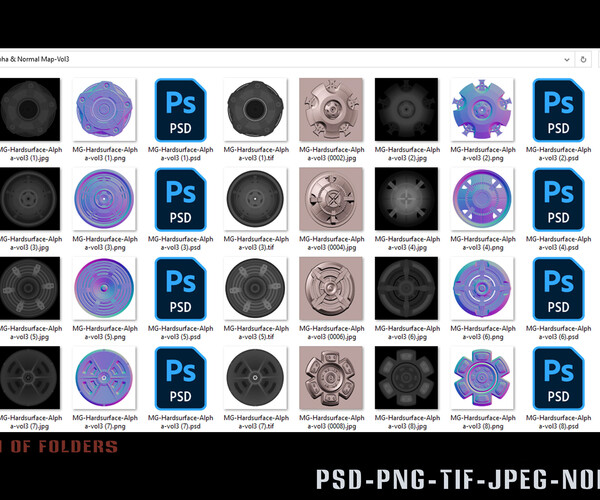 ArtStation - 570 Hardsurface Alpha & Normal map (bundle) (40%off) | Brushes