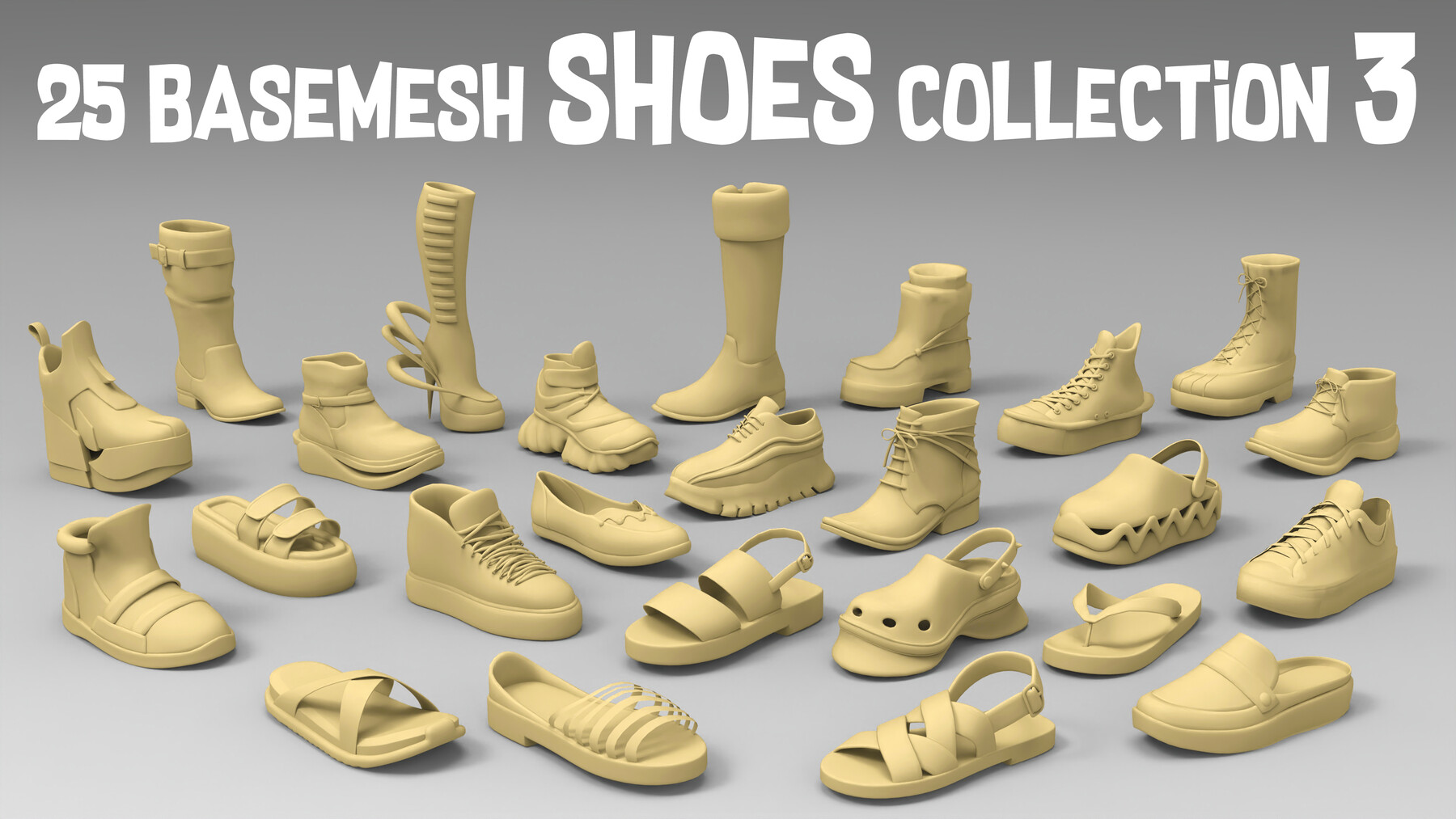 ArtStation - 25 basemesh shoes collection 3 | Resources