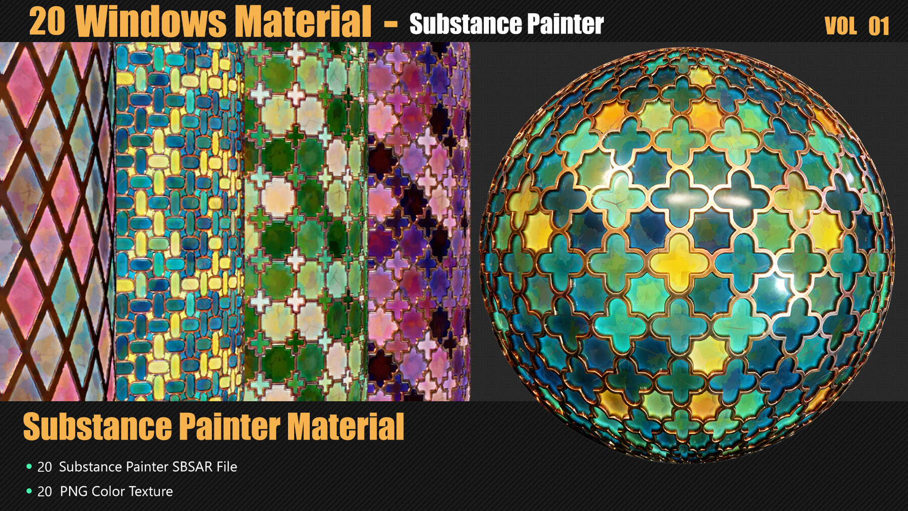 ArtStation - 20 Stylized Windows Materials In Substance Painter | Game Assets