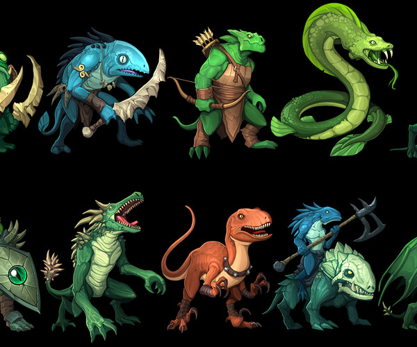 ArtStation - Lizardman Army Characters | Game Assets