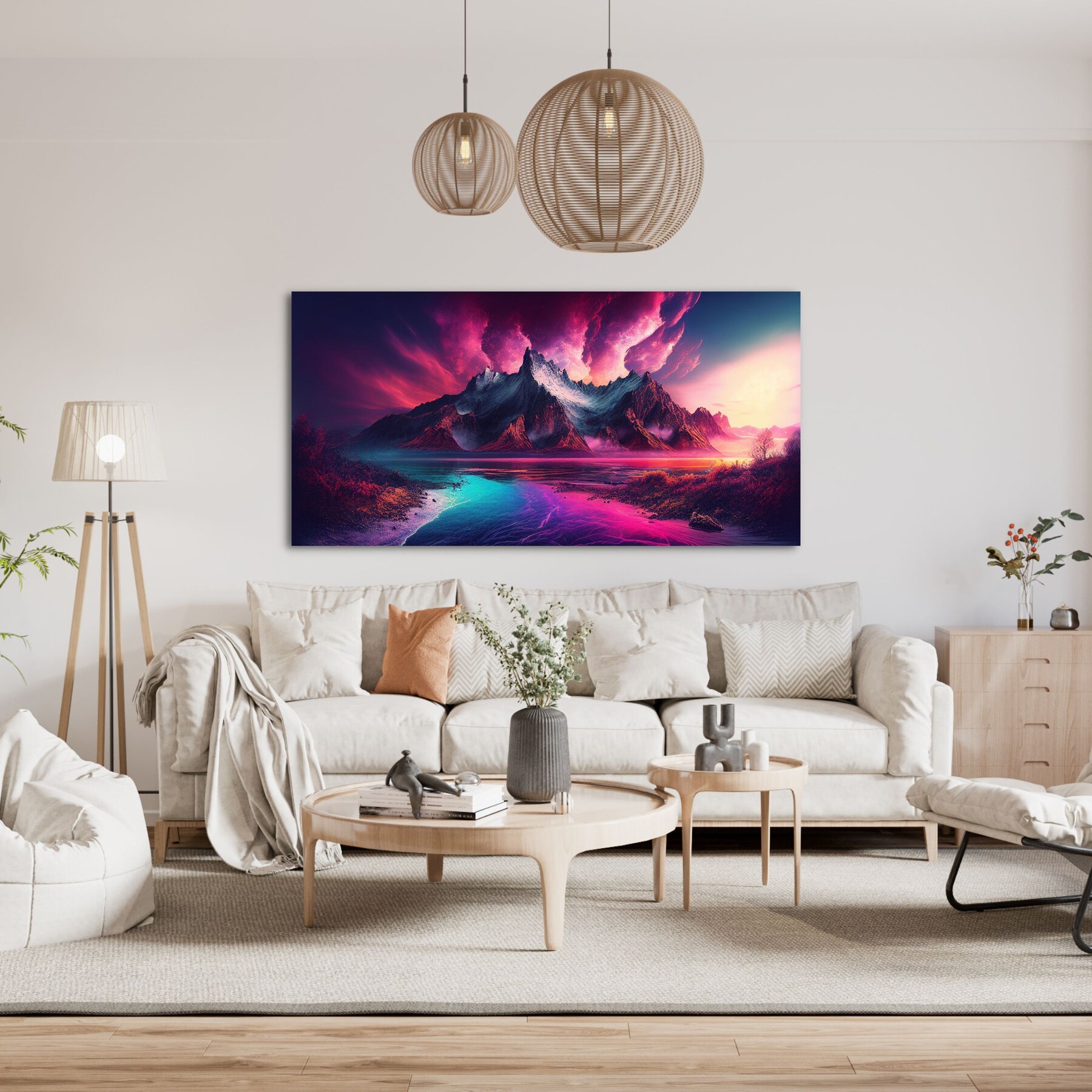 ArtStation - Original Landscape Painting Abstract Mountain, Decor ...